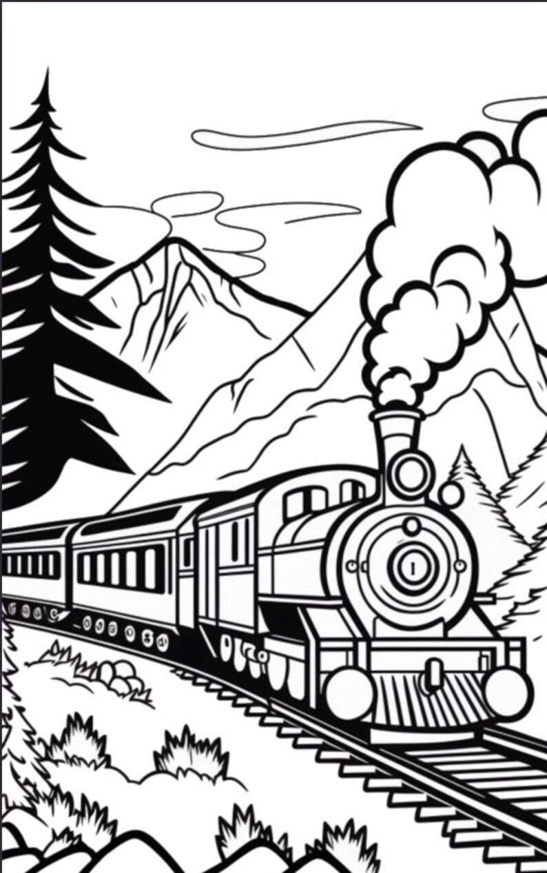 Train Colouring Book - Digital Download, 20 Printable A4 Pages of ...