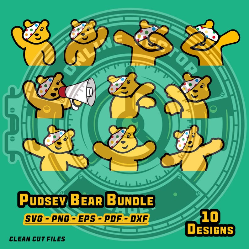 PUDSEY BEAR Children in Need Svg Png Pdf Eps Dxf Files Bundle - Etsy