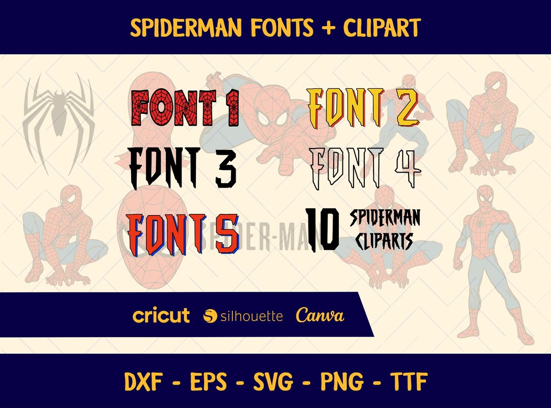 Hero Spider-man Cliparts Alphabet Fonts: Doodle Abc Numbers PNG - SVG ...