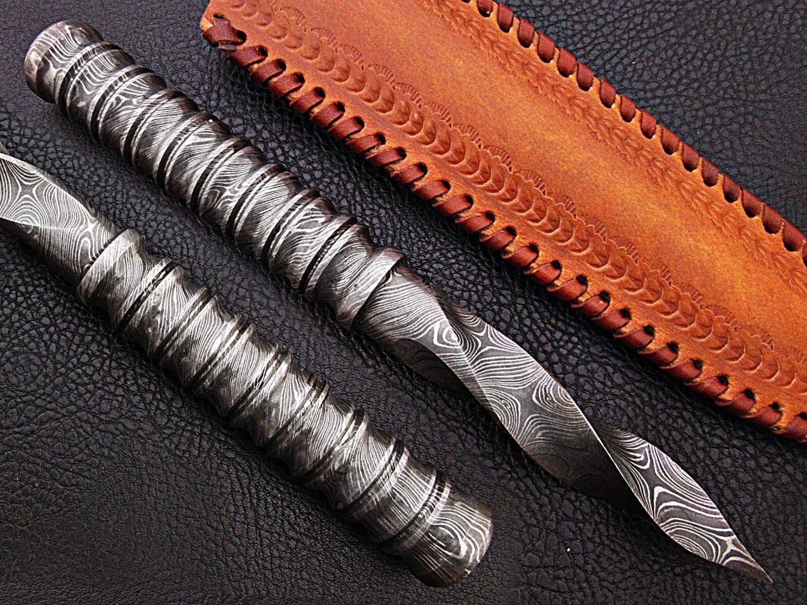 Handmade Cyclone Tri-edge Dagger Twisted Blade Damascus Blade D2 Tool ...