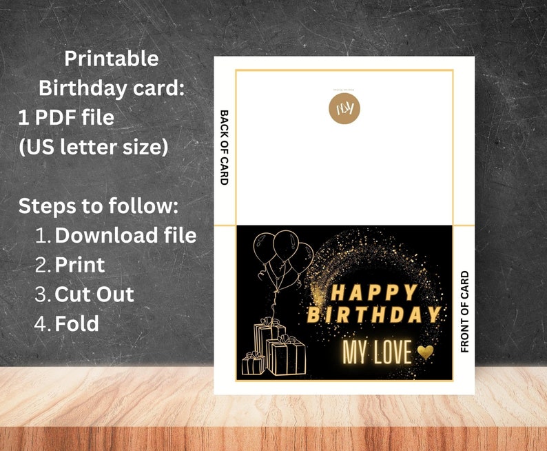 Printable Birthday Card Instant Download 7x5 Inch Cards for Birthdays ...