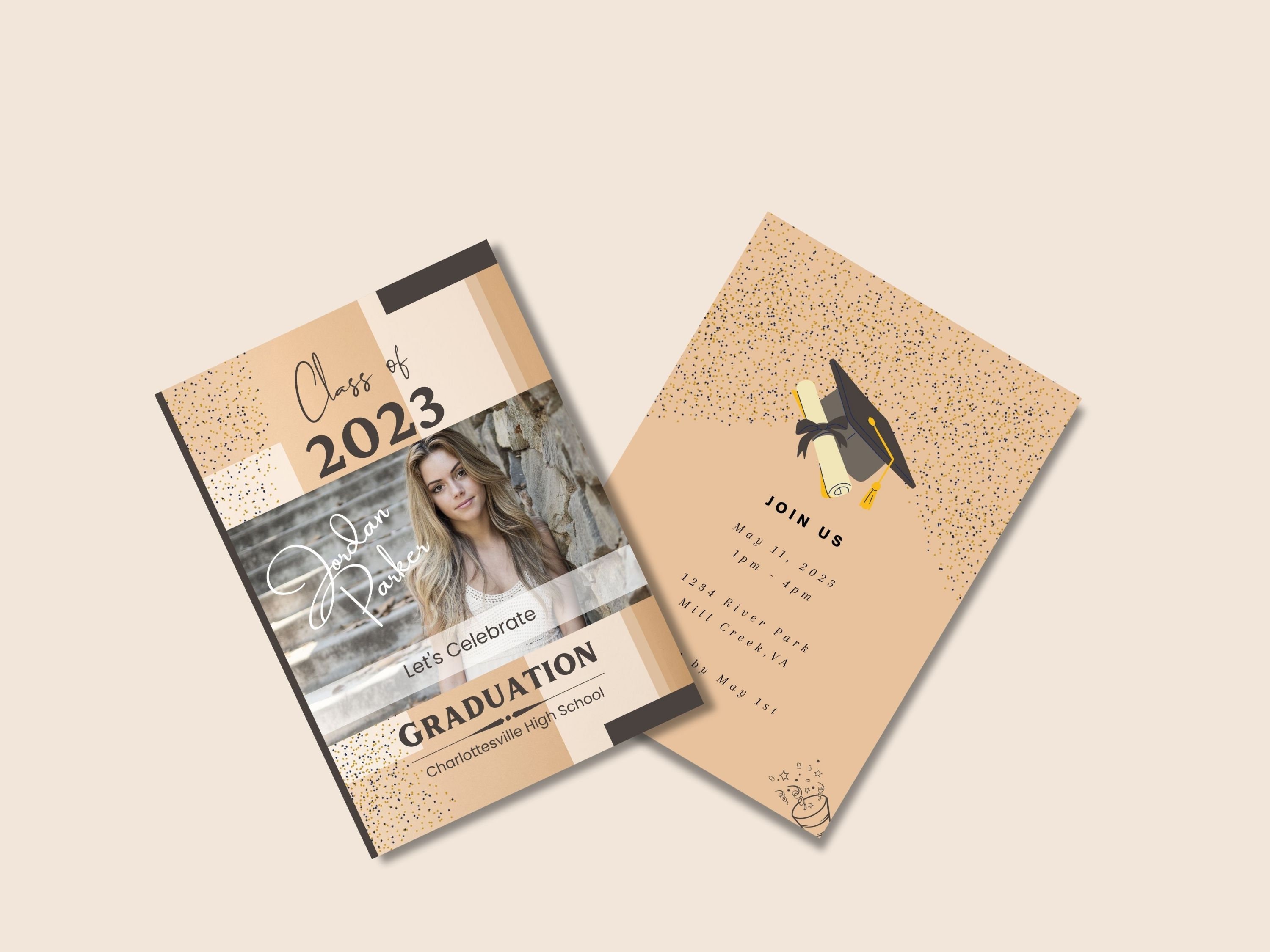 Graduation Announcement Card CANVA Template, Graduation Invitation ...
