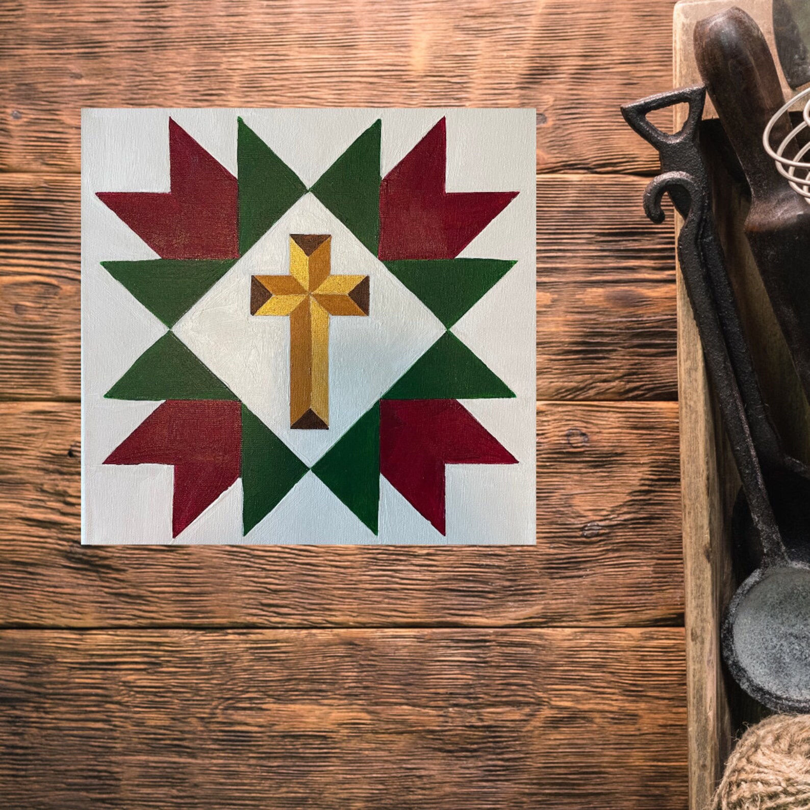 Christian Barn Quilt, Canvas Barn Quilt, Cross Barn Quilt, Hand Painted ...