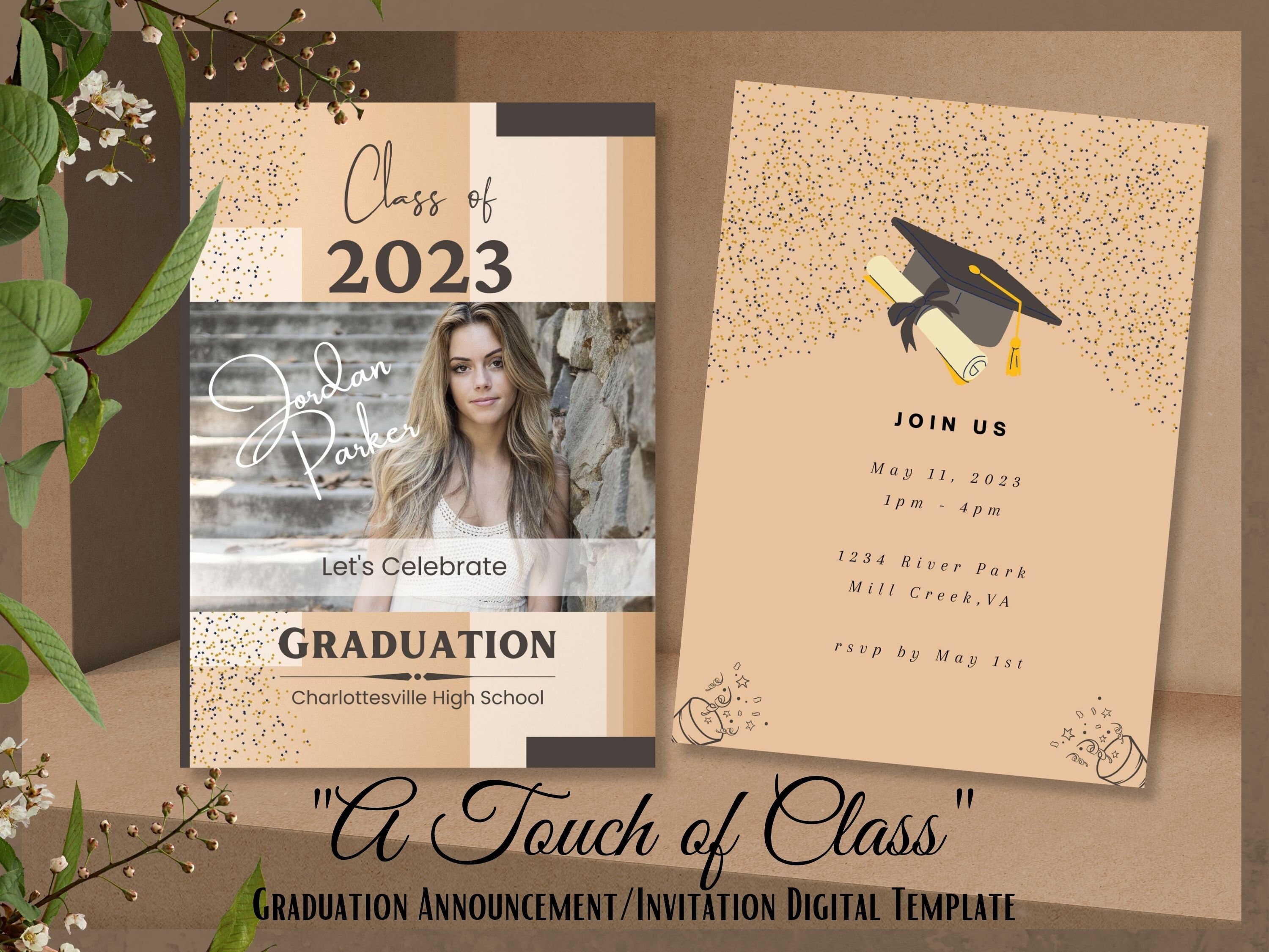 Graduation Announcement Card CANVA Template, Graduation Invitation ...