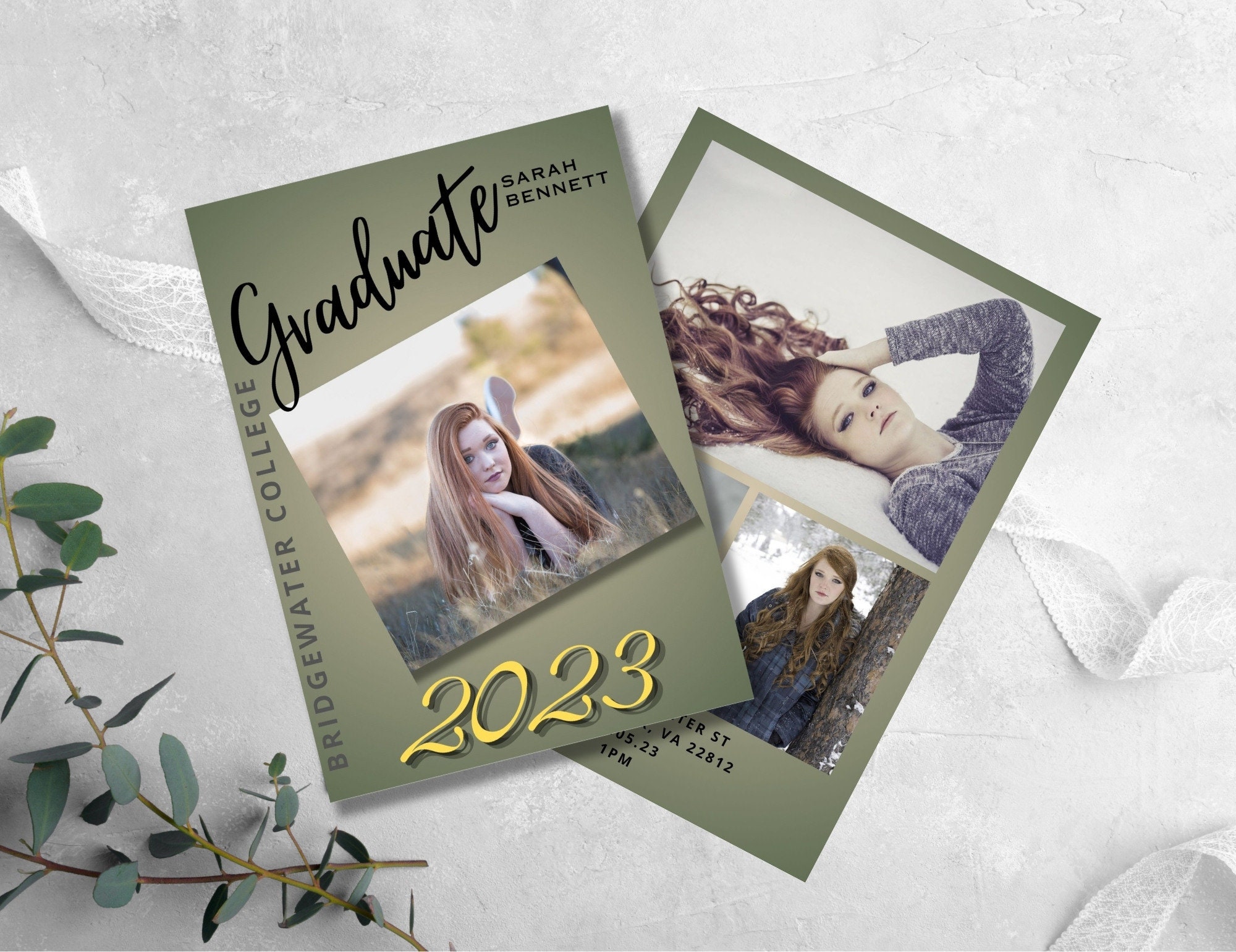 Graduation Announcement Card CANVA Template, Graduation Invitation ...