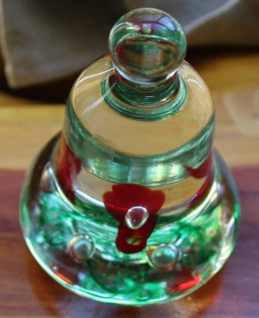 1995 Red & Green Floral Clear Joe Rice 4” Bell Glass Paperweight - Etsy