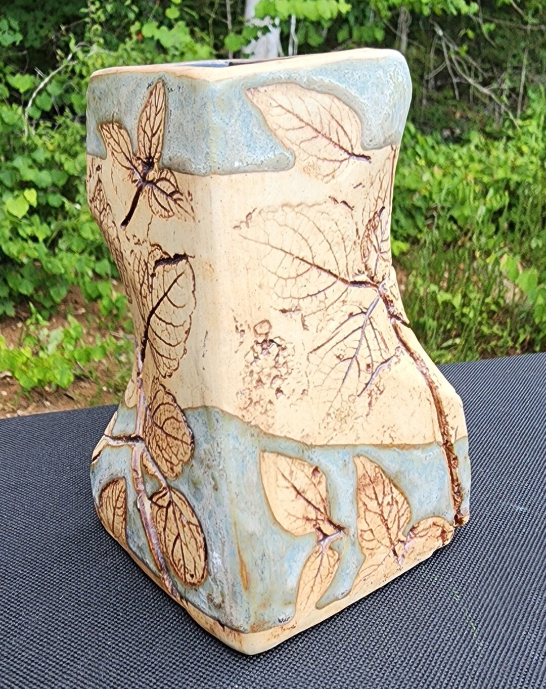 Vintage Tenmoku Leaf Vase - Boho Décor - Malaysian Decor - Etsy