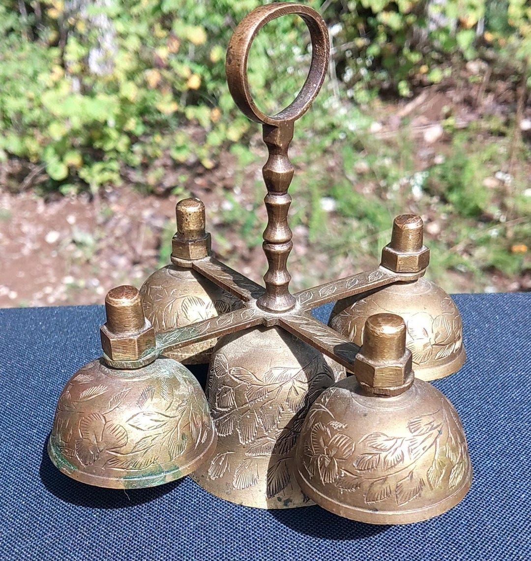 Vintage Brass Church Altar Bells Sarna India Etched 5-bells. - Etsy