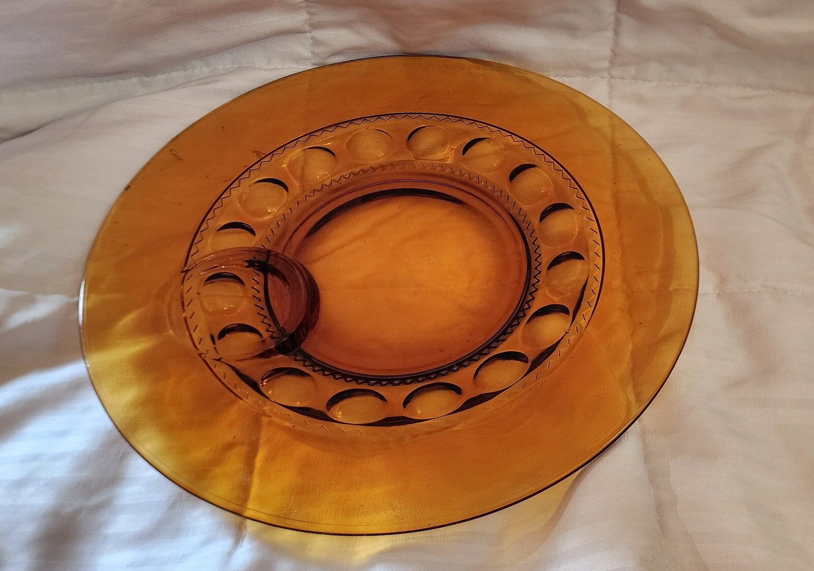 Vintage Indiana Glass Amber Kings Crown Thumbprint Snack Plates 10". We ...