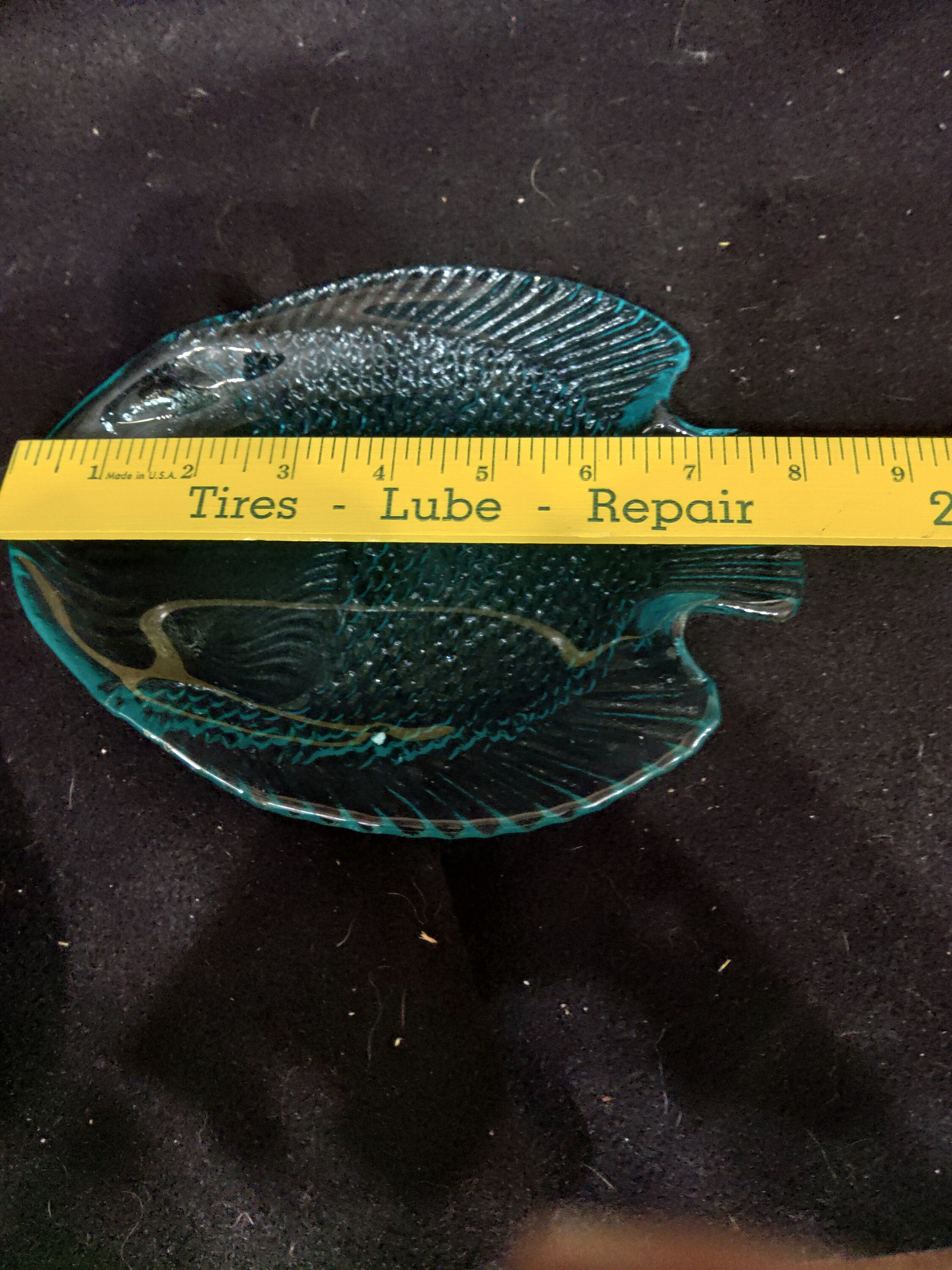 Pair of Aqua Blue Fish Plate Fish Glass Vintage Plate Serving Dish ...