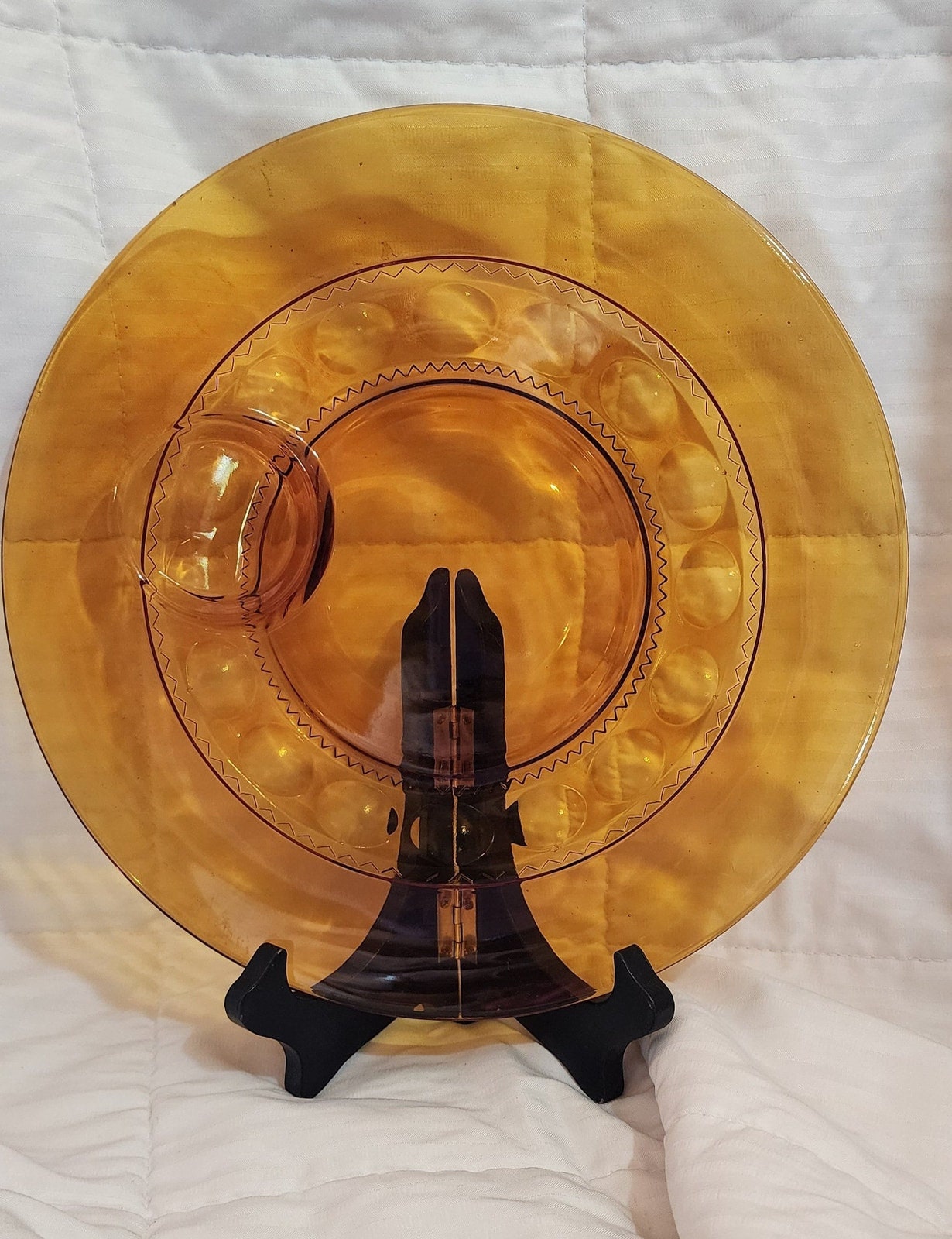 Vintage Indiana Glass Amber Kings Crown Thumbprint Snack Plates 10". We ...