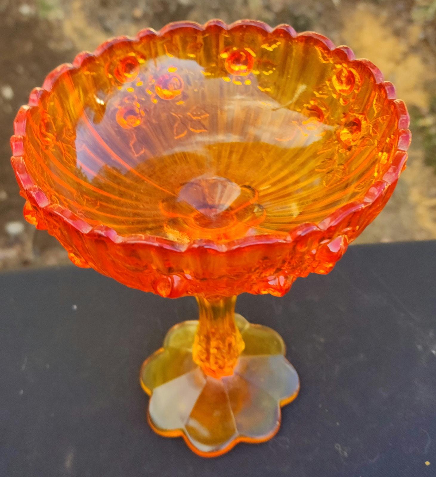 Vintage Fenton Art Glass Knobby Rose Amberina Candy Dish - Etsy