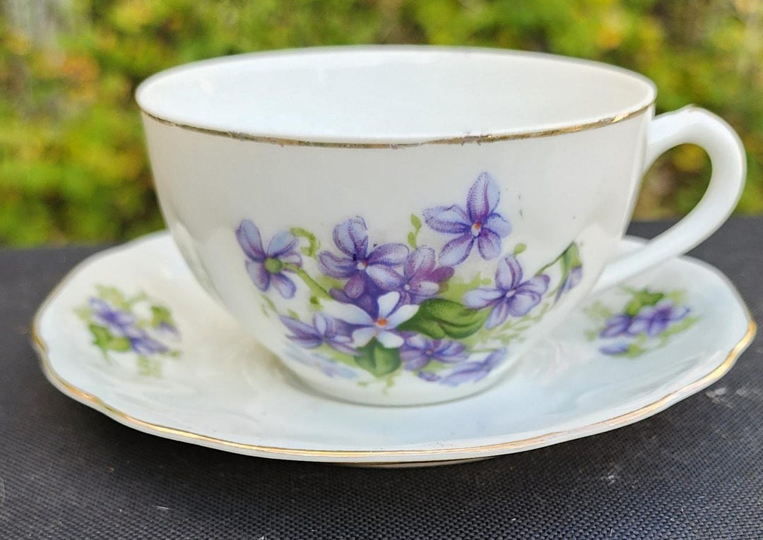 Vintage Nippon Purple Violet Teacup and Saucer Japan - Etsy