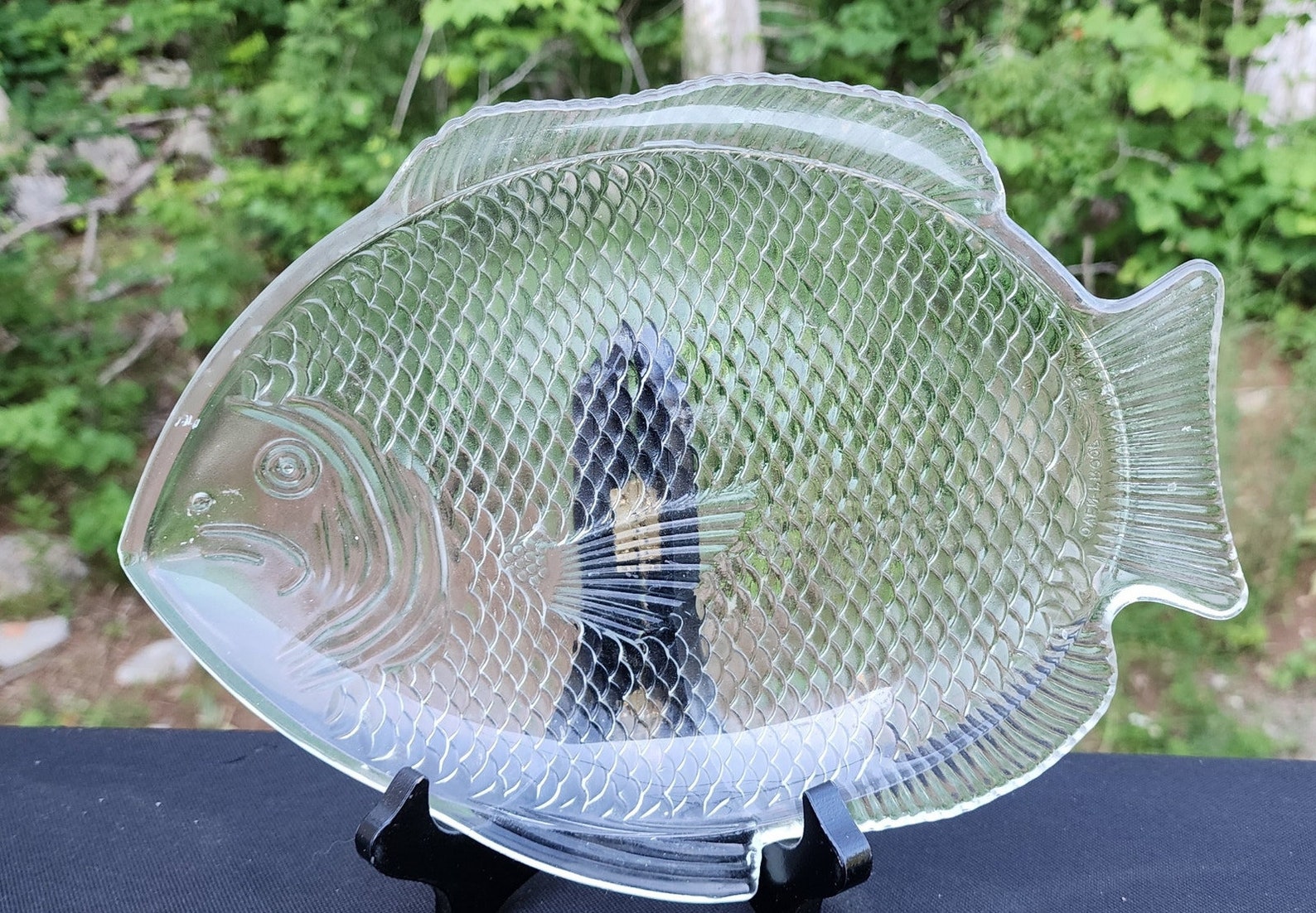 Vintage Oven Proof Clear Glass Fish Shaped Plate Platter Made in USA ...
