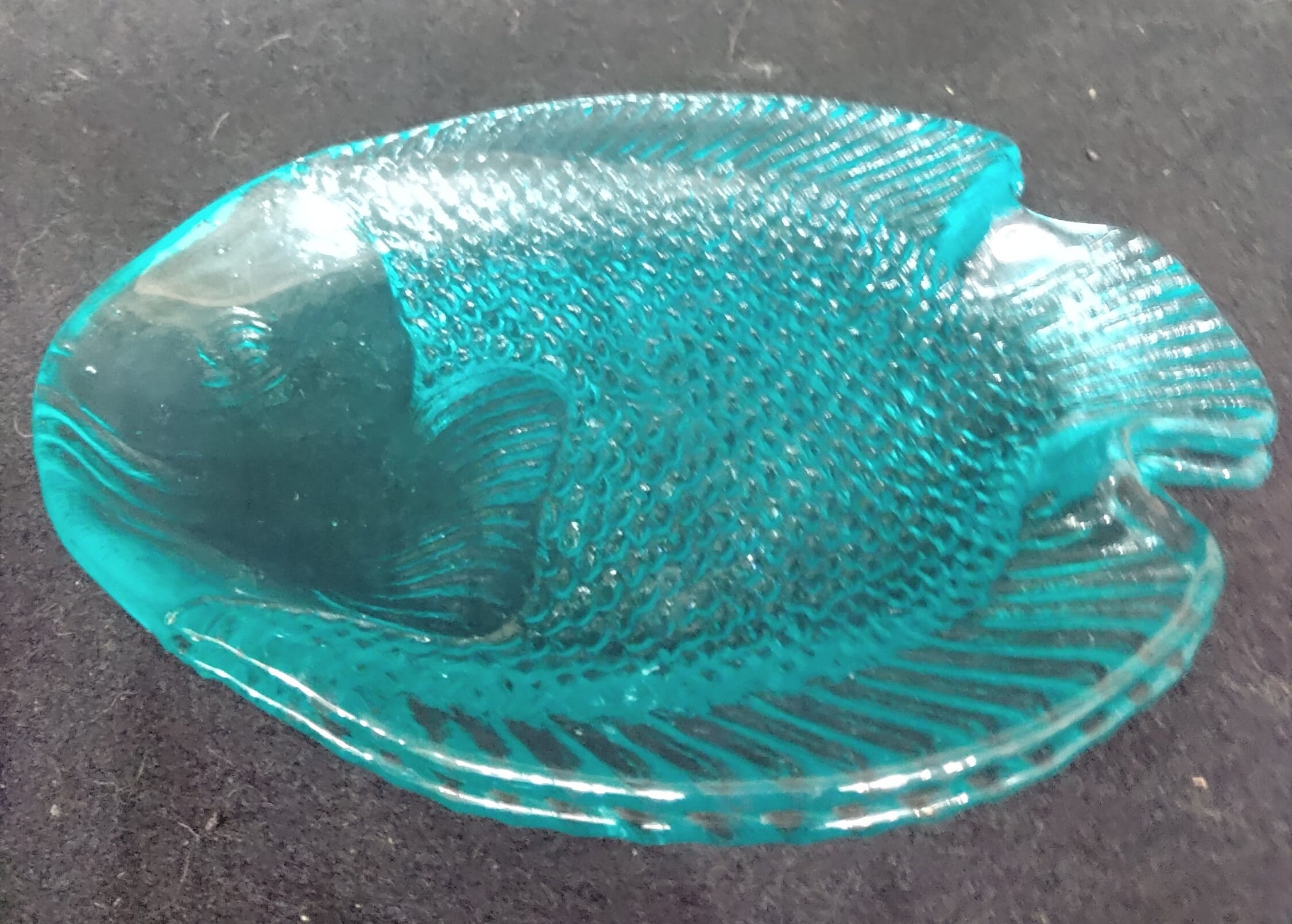 Pair of Aqua Blue Fish Plate Fish Glass Vintage Plate Serving Dish ...