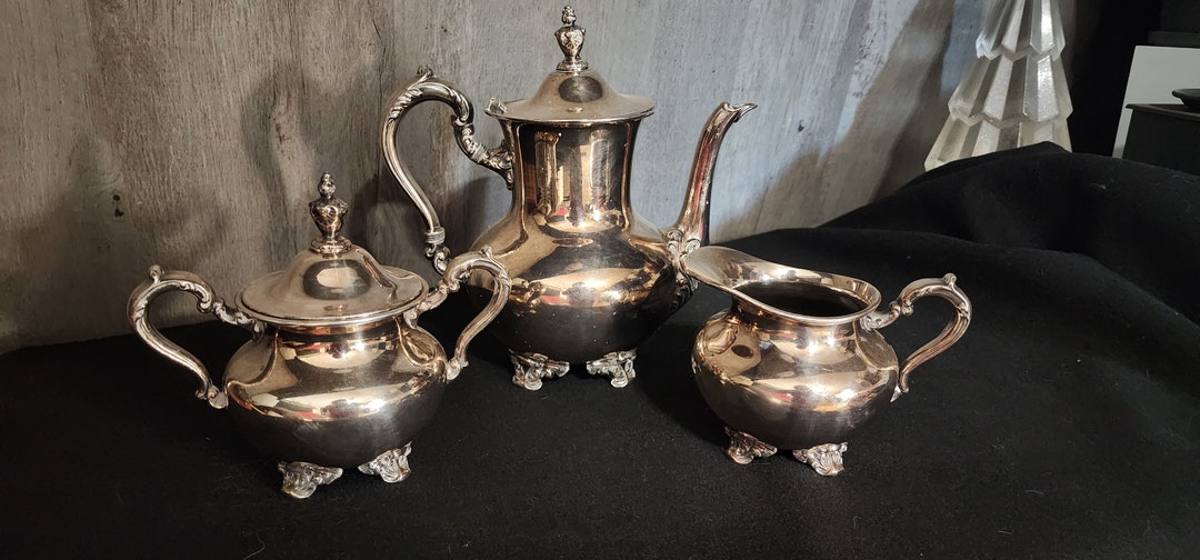 Poole Silver Co. Tea Set W/ Pitcher, Cream & Sugar - Etsy