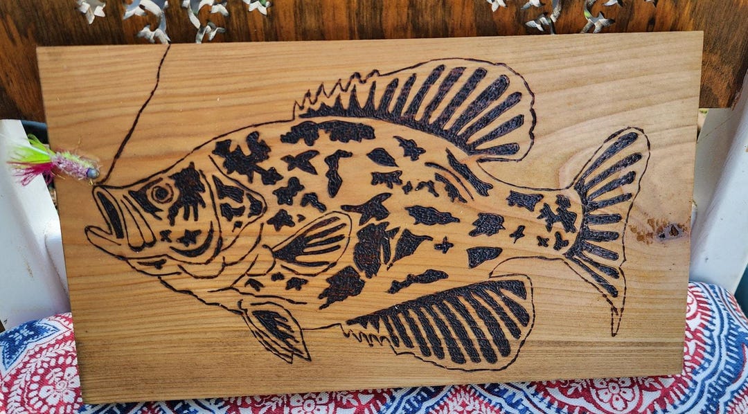 Pyrography Fish on Paulownia Wood - Etsy