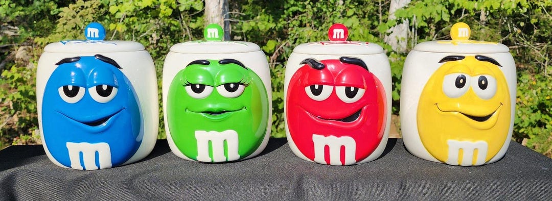 M&ms Canister Jar Set With Lids Set of 4 - Etsy