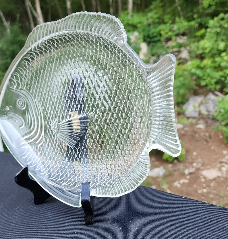 Vintage Oven Proof Clear Glass Fish Shaped Plate Platter Made in USA ...
