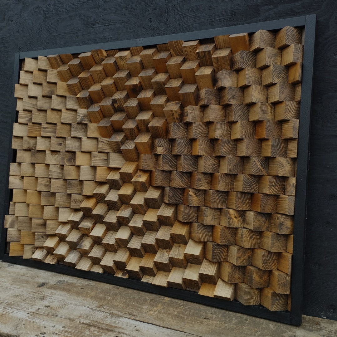 3D Wood Wall Art Geometric Art From Wood Akustic Panel - Etsy