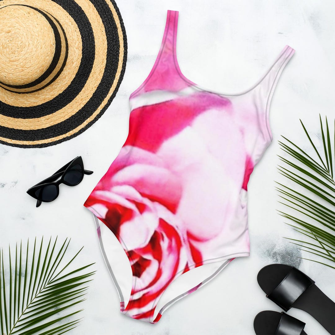 Pink Roses One-piece Swimsuit - Etsy