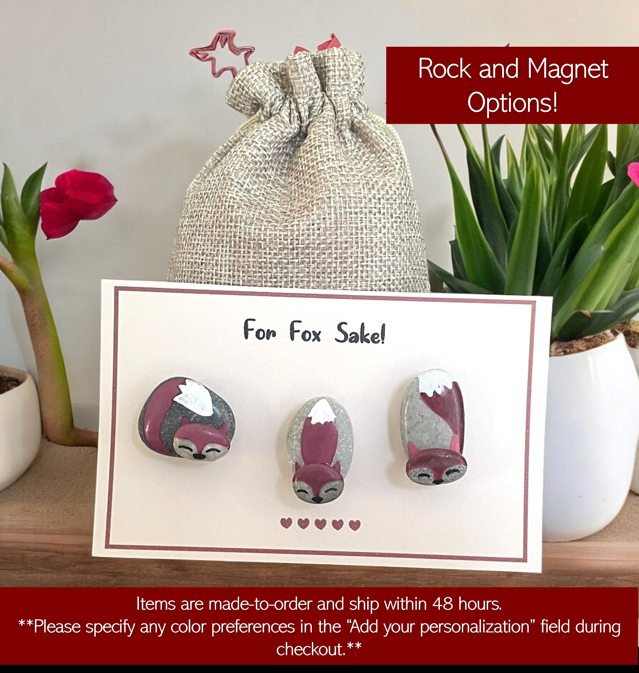 Fox Family Magnets/pocket Pebbles, Fox Magnet, Fox Gifts for Men, Fox ...