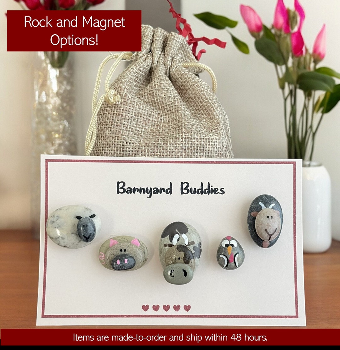 Hand Painted Rock Magnets: Barnyard Buddies, Farmhouse Decor - Etsy