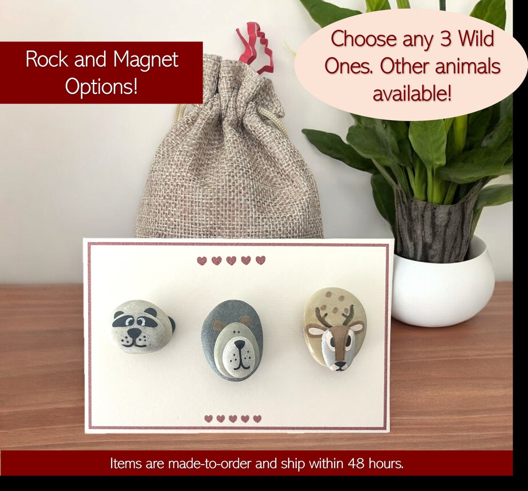 Hand-painted Wild Animal Rock Magnets: Nature Lover Gift - Etsy