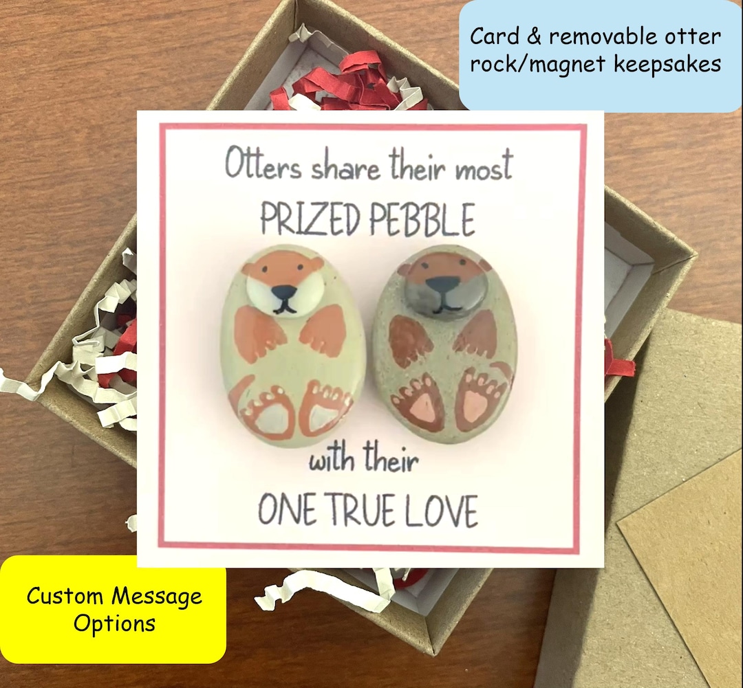 Personalized Otter Pebble Magnet Keepsakes and Card, Paper Anniversary ...
