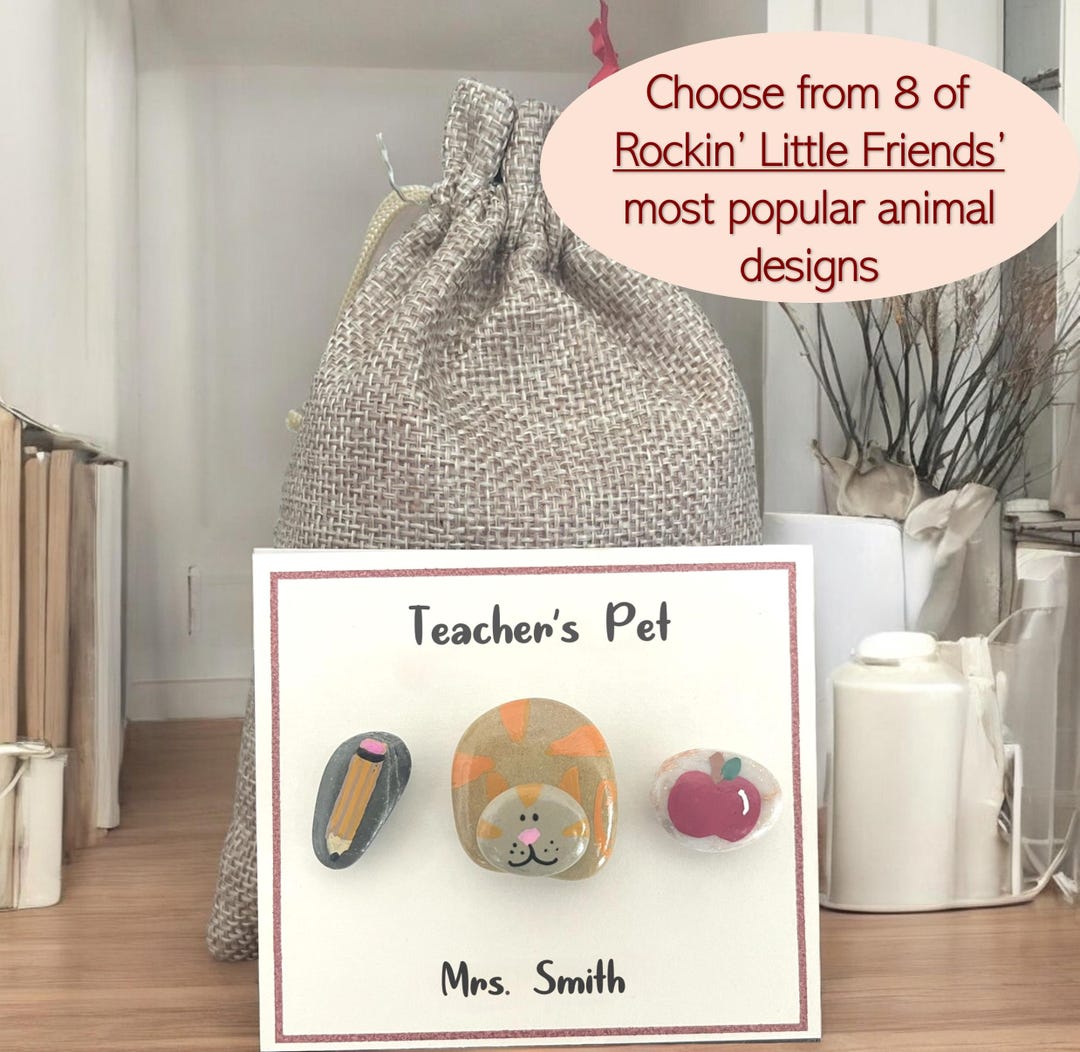 Teacher's Pet Rock Animal Gift: Handmade Classroom Decor - Etsy