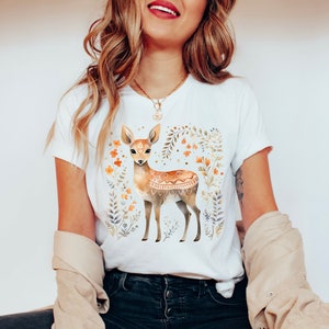 Watercolor Fawn Shirt | Scandinavian Folklore Art | Wildlife Nature T ...