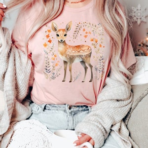 Watercolor Fawn Shirt | Scandinavian Folklore Art | Wildlife Nature T ...