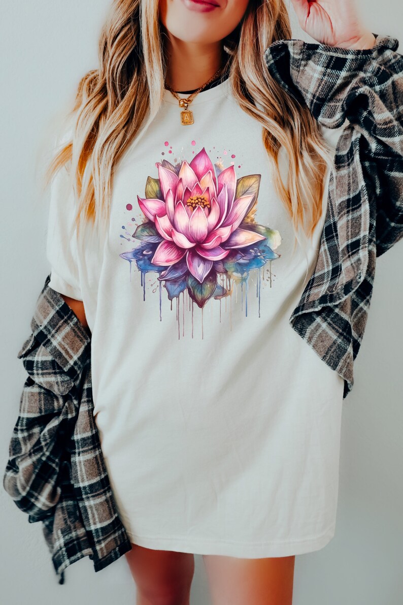 Watercolor Lotus Flower Shirt, Namaste Shirt, Yoga Shirt, Cute Spring ...