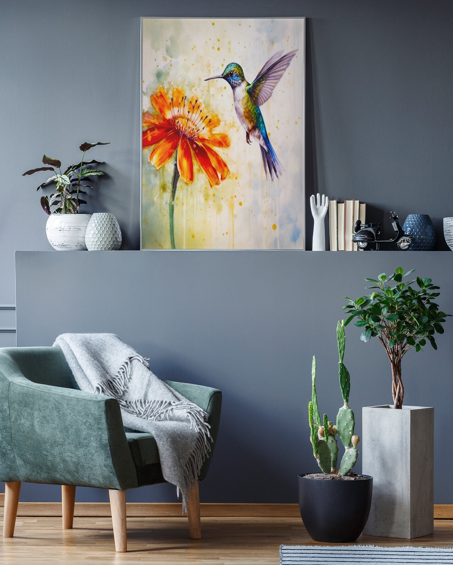 Watercolor Hummingbird Canvas, Bird Wall Decor, Room Wall Decor ...