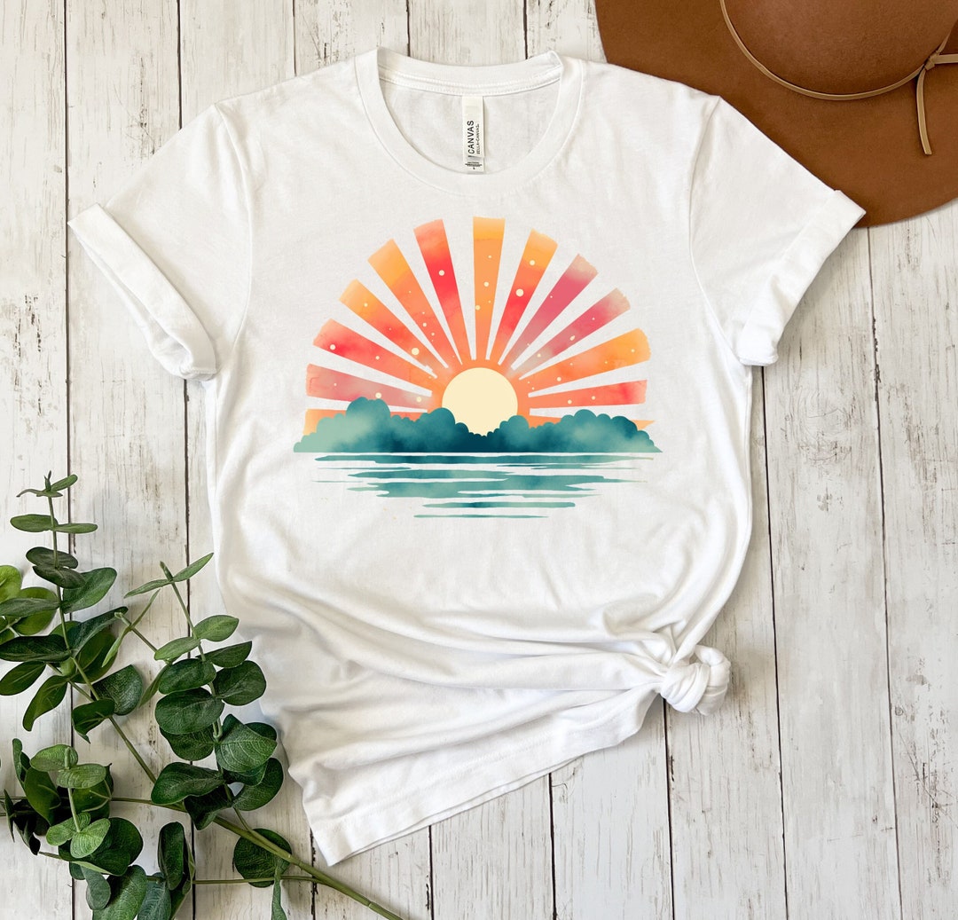 Retro Sunset Rays Wavy Shirt, Sun Shirt, Retro Sunshine Shirt, Sun Rays ...