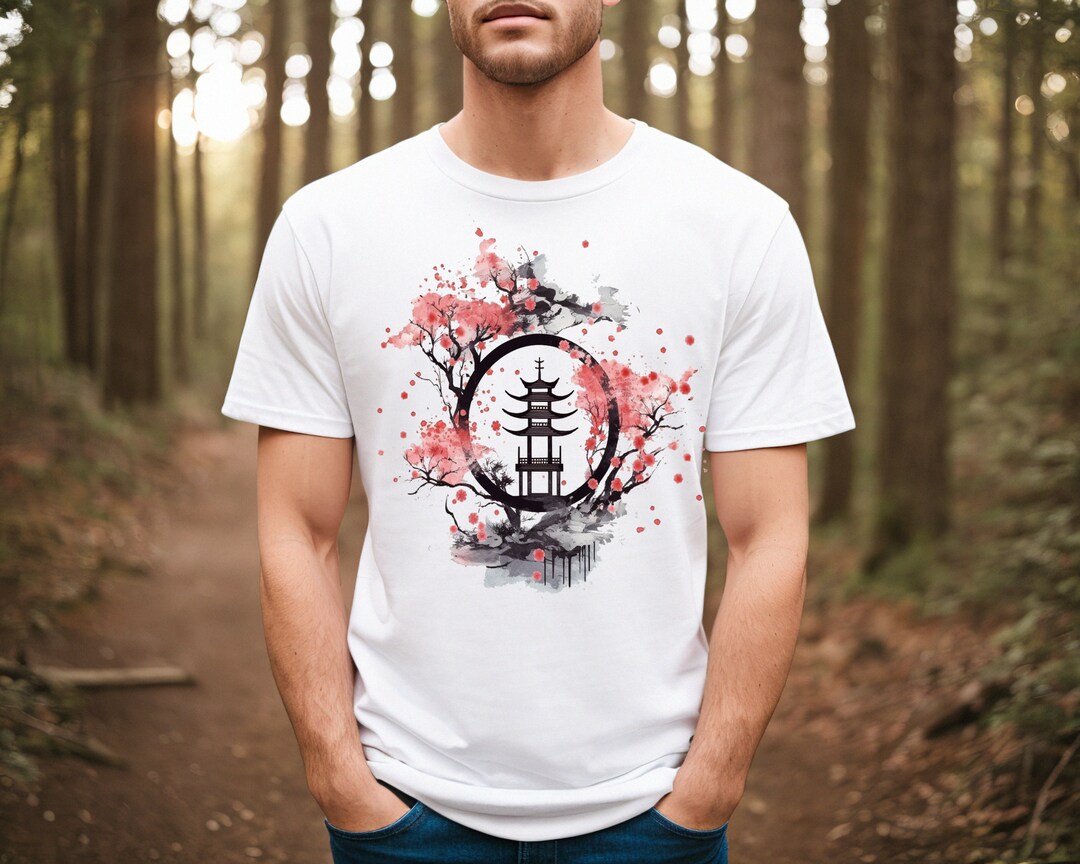 Watercolor Japanese Shirt, Pink Cherry Blossom Top, Japanese Aesthetic ...