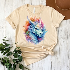 Watercolor Colorful Dragon Shirt, Dragon Lover Gift, Mythical Fantasy ...