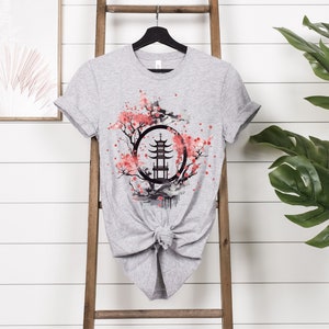 Watercolor Japanese Shirt, Pink Cherry Blossom Top, Japanese Aesthetic ...