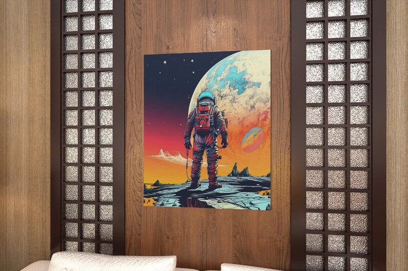 Astronaut Alien Moon Landscape Print Pop Art Astronaut Outer - Etsy