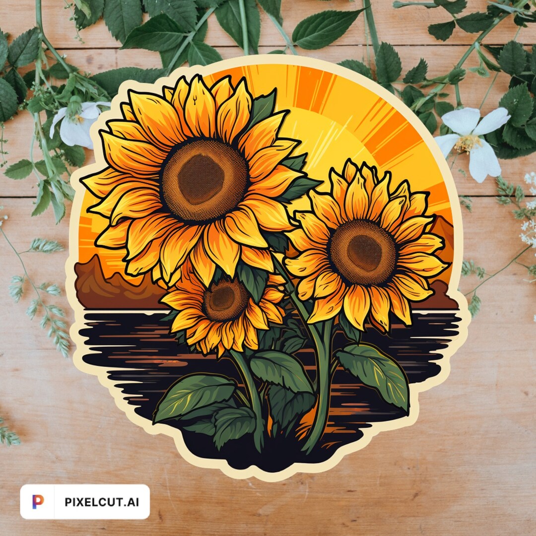 Sunflower Decal Pack Sunflower Sticker Set Luggage Sticker Gift ...