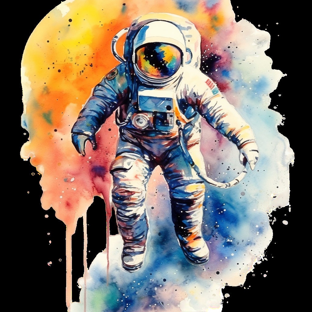 Watercolor Astronaut Clipart Digital Scrapbooking Crafts Space Themed ...