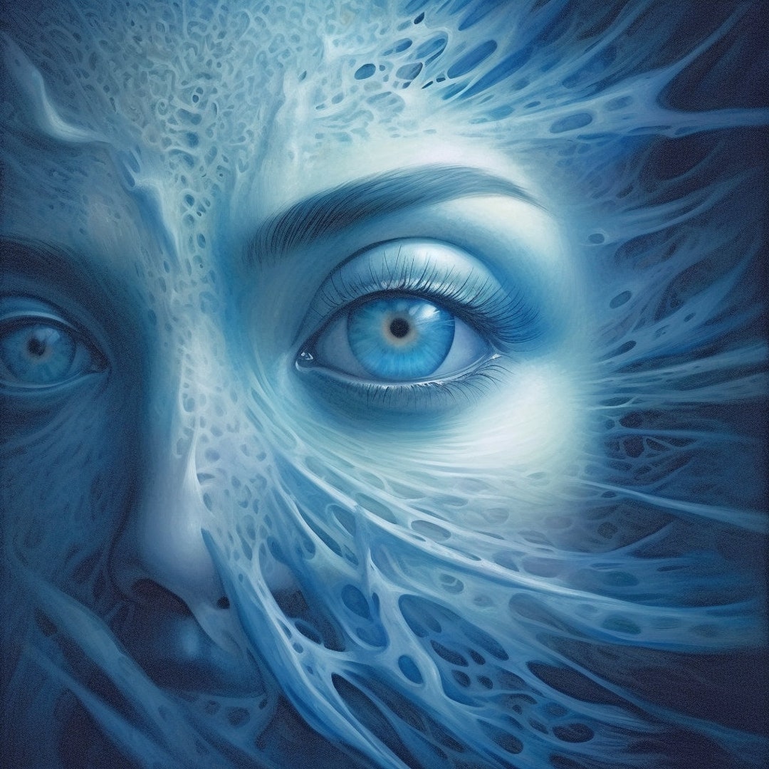 Woman Face in Blue Instant Download Art Blue Face Painting Arts Gift ...