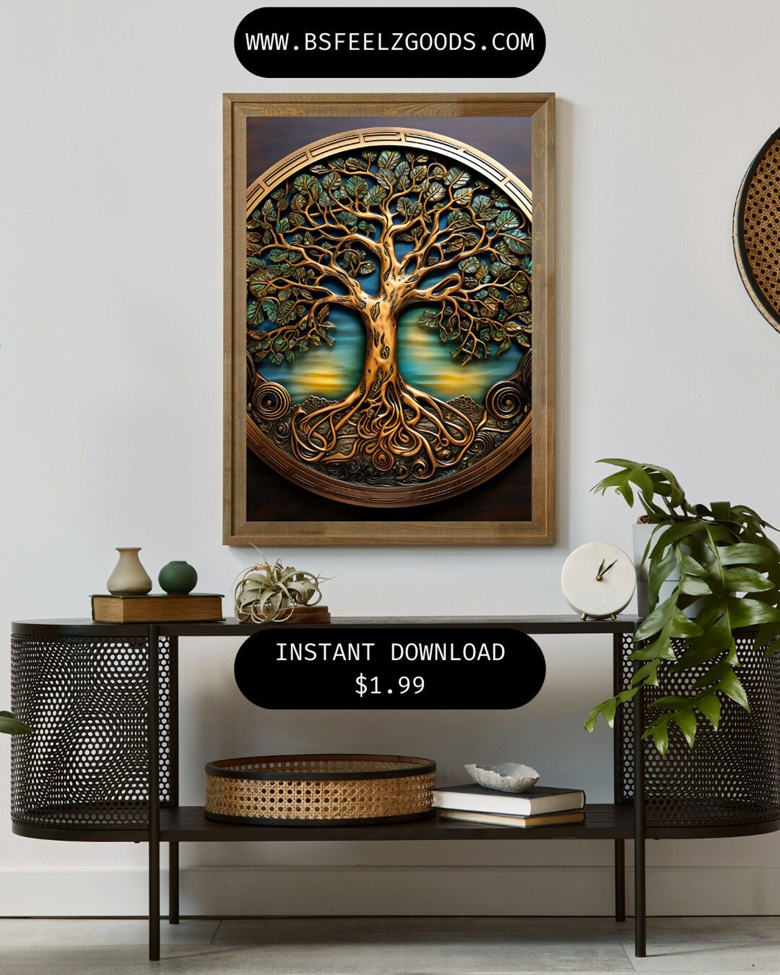 Ornate Tree of Life Wall Art Fast Art Download New Beginnings - Etsy