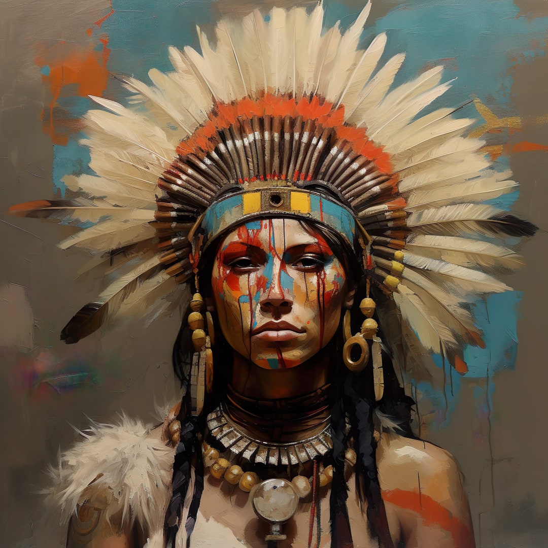 Beautiful Native American Women Art, Native Girl Portrait Painting ...