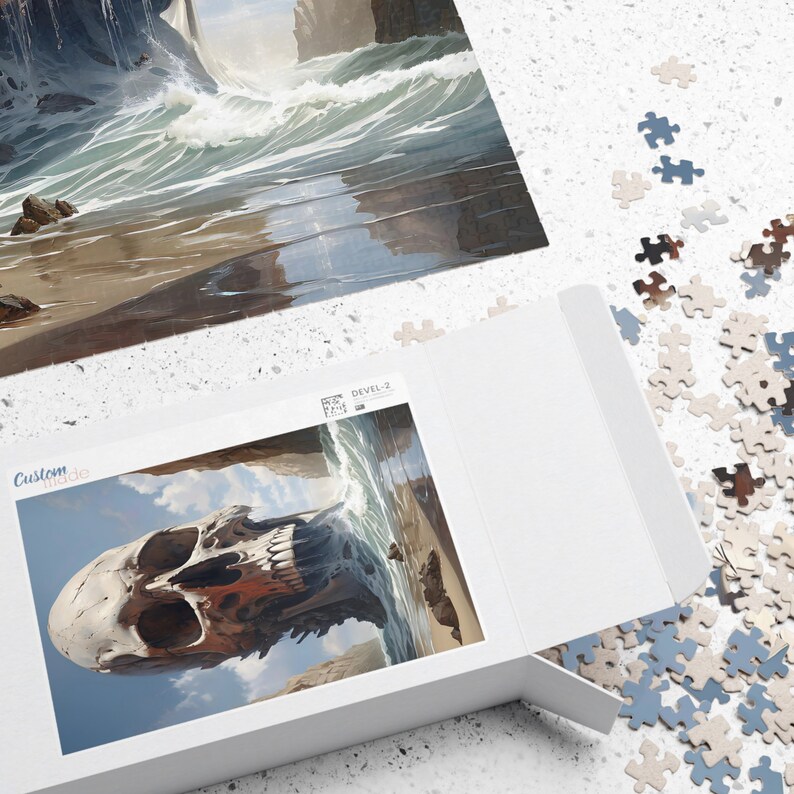 Skull Jigsaw Puzzle Unique Design Skull Coastline Hobby Puzzle ADHD ...