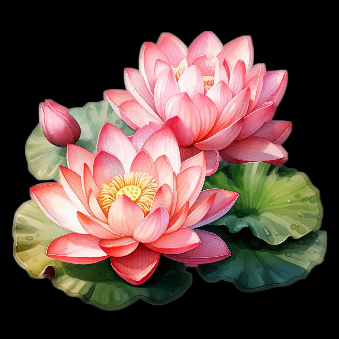 Watercolor Lotus Flower Colorful Clipart Sacred Lotus Clipart for ...