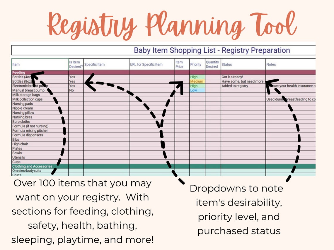 New Baby Excel Spreadsheet, Baby Shopping List, Newborn Checklist ...