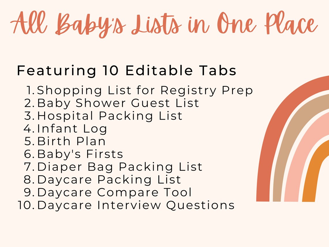 New Baby Google Sheet, Baby Shopping List, Newborn Checklist, Hospital ...