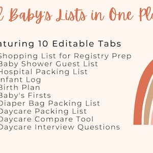 New Baby Excel Spreadsheet, Baby Shopping List, Newborn Checklist ...