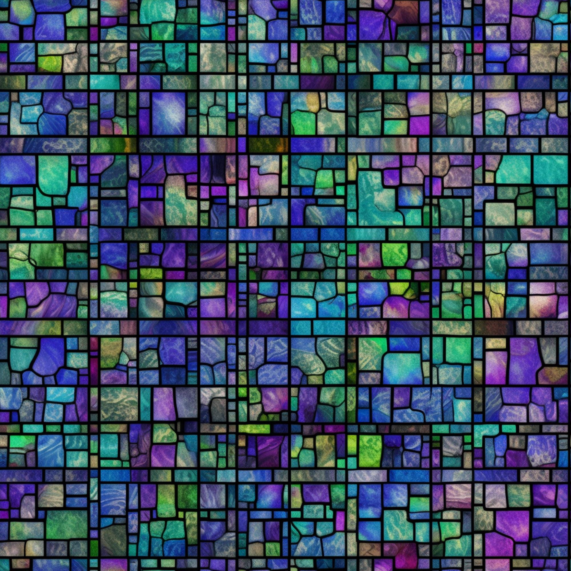 Digital Download, Repeatable Pattern, Stained Glass Squares, Blue ...